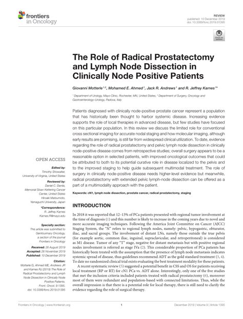 Pdf The Role Of Radical Prostatectomy And Lymph Node Dissection In
