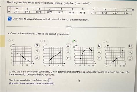 [solved] use the given data set to complete parts a thro