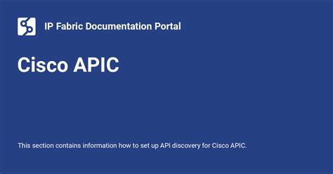 Cisco APIC IP Fabric Documentation Portal