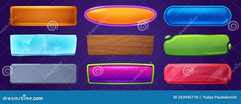 Web And Game Menu Buttons With Different Textures Stock Vector Illustration Of Cartoon