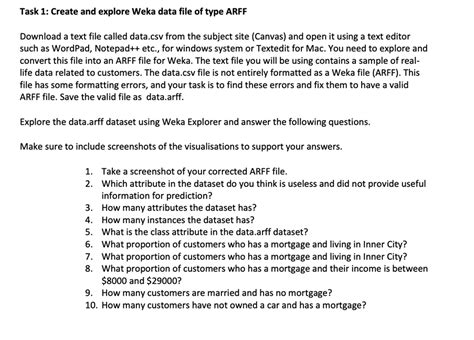 Solved Image Transcription Text Task 1 Create And Explore Weka Data File 1 Answer