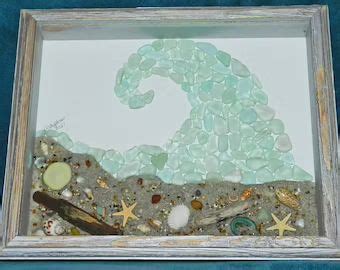 Sea Glass Shadow Box Etsy Sea Glass Art Projects Sea Glass Crafts