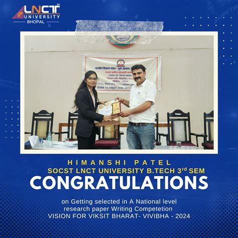 Congratulations Himanshi Patel Lnct University
