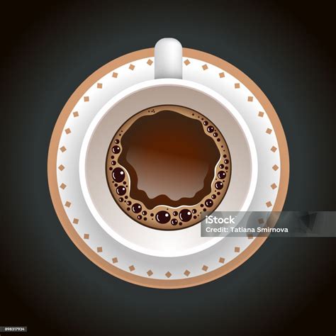 커피 컵평면도 블랙 커피와 귀여운 컵 현실적인 그림 메뉴 템플릿 0명에 대한 스톡 벡터 아트 및 기타 이미지 0명 갈색 귀여운 Istock