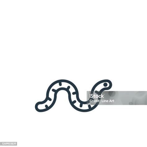 스프링 컨셉의 웜 아이콘 벡터입니다 웜 편집 가능한 스트로크의 얇은 선 그림입니다 웹 및 모바일 앱 로고 인쇄 미디어에 사용할 웜 선형 기호 지렁이에 대한 스톡 벡터 아트