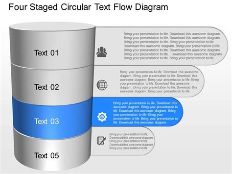 Gb Four Staged Circular Text Flow Diagram Powerpoint Template Templates PowerPoint Slides