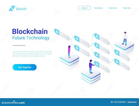 Blockchain Technology Isometric Flat Vector Block Stock Vector Illustration Of Internet Neon