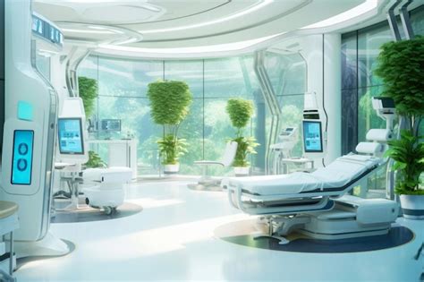 Premium Ai Image Futuristic Hospital Interior Designing The Future Of Healthcare Spaces