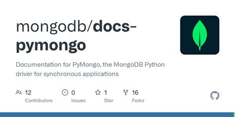 github mongodb docs pymongo documentation for pymongo the mongodb