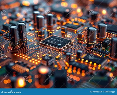Semiconductor Industry Conception Hightech Computer Board With Chip Circuit Board CPU Processor