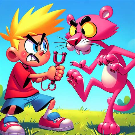 Bart Simpson Fighting Pink Panther Intense Playtime Showdown Ai Art
