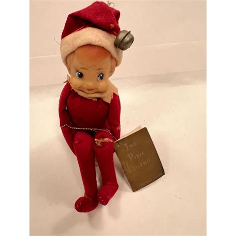 Vintage 1964 The Pixie Legend Christmas Elf Doll With Red Outfit