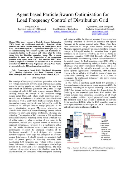 Pdf Agent Based Particle Swarm Optimization For Load Frequency
