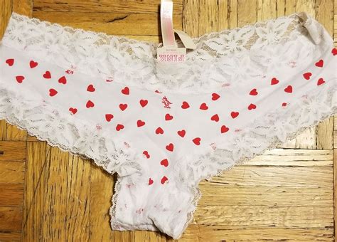 New With Tag White With Red Hearts Size L Women Underwear Panties Bras
