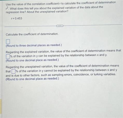 Solved Use The Value Of The Correlation Coefficient R To Chegg