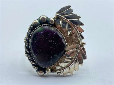 Vintage Sterling Silver Native American Navajo Ruby Zoisite Ring