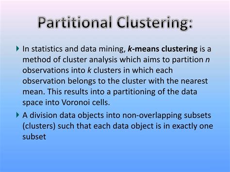 PPT PARTITIONAL CLUSTERING PowerPoint Presentation Free Download ID