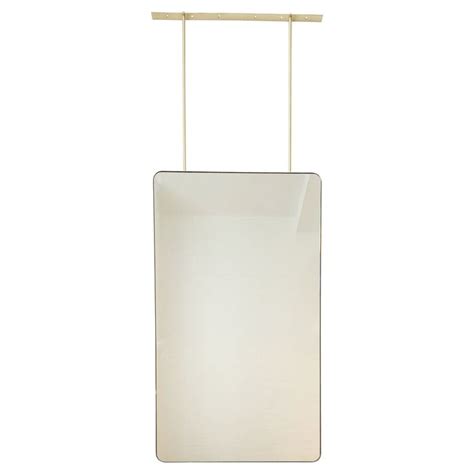 Quadris Ceiling Suspended Rectangular Mirror With Brushed Brass Frame