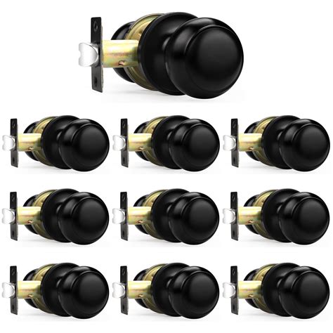 Probrico Black Door Knobs Keyless Flat Ball Interior Door Knobs For Hallway Closet Matte Black