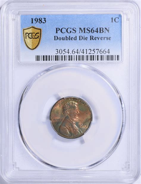 1983 Lincoln Cent Doubled Die Reverse Pcgs Ms 64 Bn Toned Item