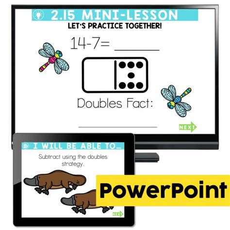 Lucky To Learn Math Subtract Doubles Lesson 215 Teaching Slides Powerpoint Lucky