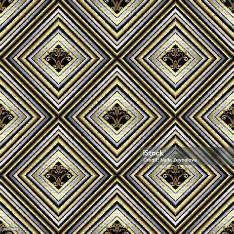 기하학적 줄무늬 자 수 패턴 원활한 벡터 꽃 바로크 다 마스크 자 수 장식을 반복 합니다 표면 장식 배경 막입니다 질감된