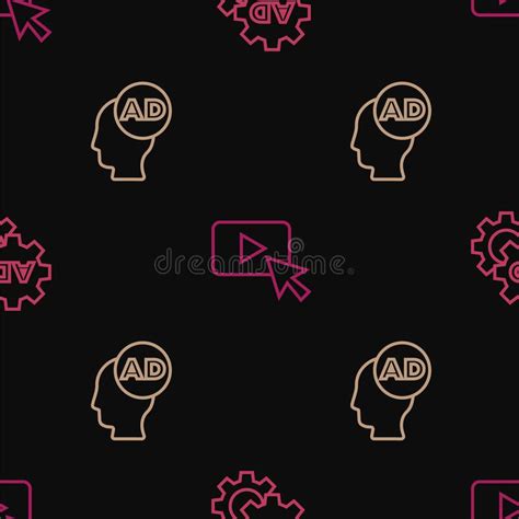 Set Line Advertising And On Seamless Pattern Vector Stock Vector Illustration Of Online