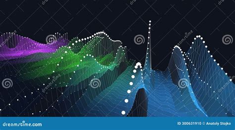 abstract background waves color graphs from dots and lines on poly on