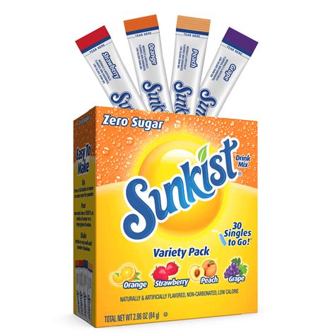 Sunkist Zero Sugar Variety Pack Singles To Go Powdered Drink Mix 30