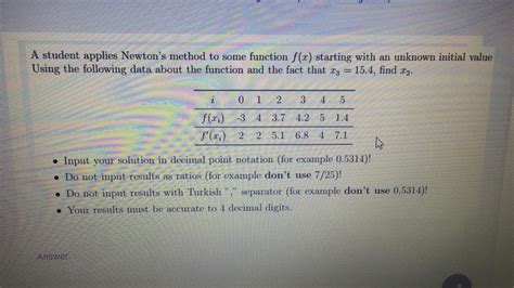 Solved A Student Applies Newton S Method To Some Function Chegg