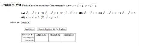 Solved Problem Find A Cartesian Equation Of The Chegg