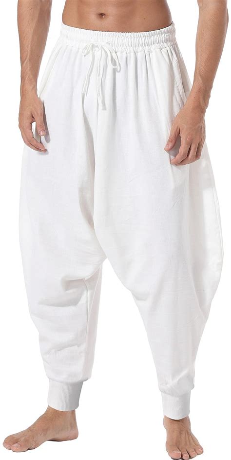Gudeubai Mens Casual Harem Pants Baggy Elastic Drawstring Waist Aladdin