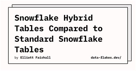 Snowflake Hybrid Tables Compared To Standard Snowflake Tables Data Flakesdev