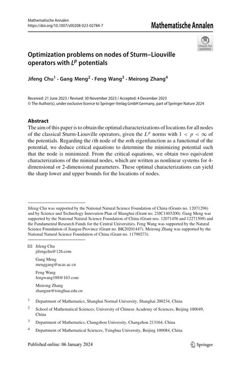 Pdf Optimization Problems On Nodes Of Sturm Liouville Operators With