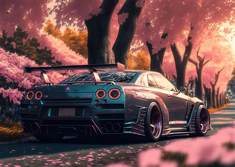 Car Cherry Blossoms Sakura Poster By Matiascurrie Displate