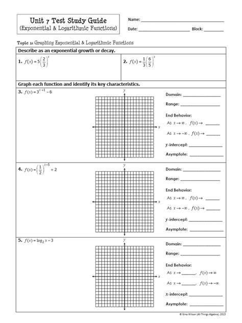 Study Guide Exponential And Logarithmic Functions Pdf
