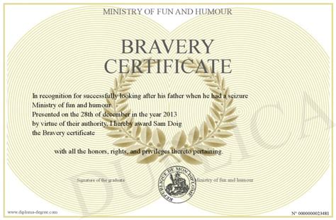 Bravery Certificate
