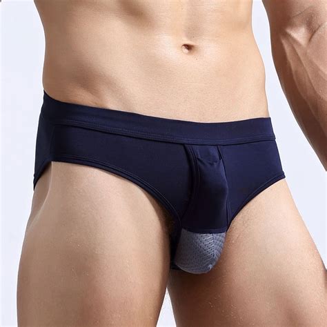 Jual Men Underwear Briefs Hollow Out Separates Scrotum Design Cotton