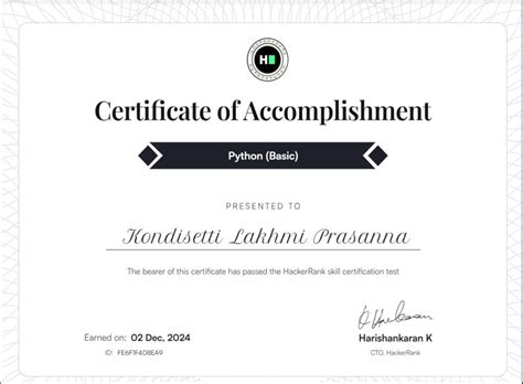 kondisetti lakshmi prasanna on linkedin hackerrank pythonprogramming