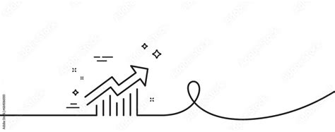 Chart Line Icon Continuous One Line With Curl Report Graph Or Sales Growth Sign Analysis And