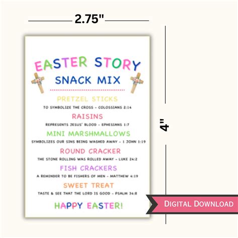 Editable Easter Story Snack Mix Printable Treat T Tag Easter