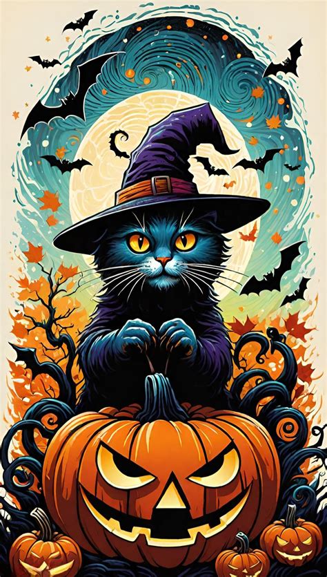 Halloween Cat 🐈 Wallpaper Digital Art Scooby Doo Images Scary Photos