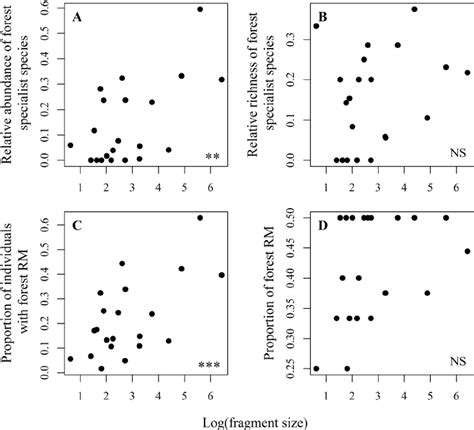 Relationship Between Log Fragment Size And Relative Abundance A And