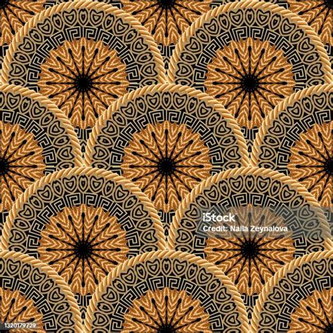 타일 라운드 만다라 매끄러운 패턴 벡터 장식 표면 배경 그리스 스타일의 부족 민족 반복 배경 밧줄 문자열 그리스 키 Meanders 원을 가진 데코 아름다운 장식 0명에