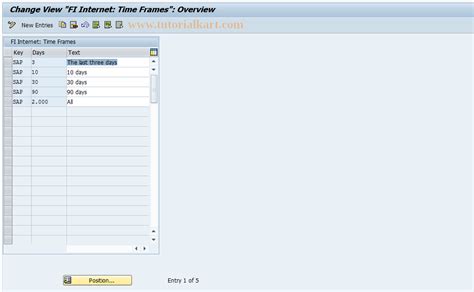 OB V FDKDATES SAP Tcode FI Customer Internet Time Frame