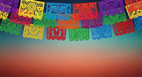 Vibrant Papel Picado Banners Celebrate Mexican Culture Stock