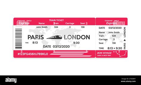 Train Pass Ticket Isolated On White Background Vector Image Stock