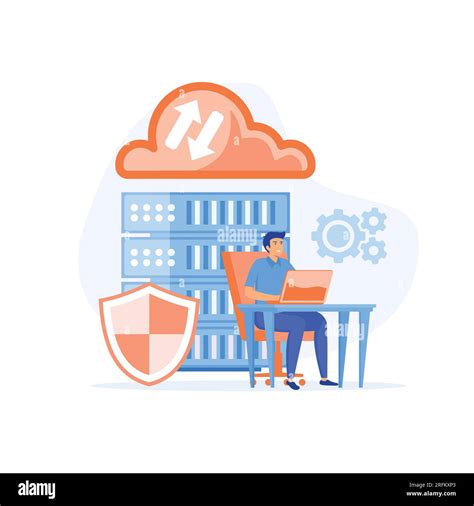 Cloud Computing Concept Data Center File Management Flat Vector
