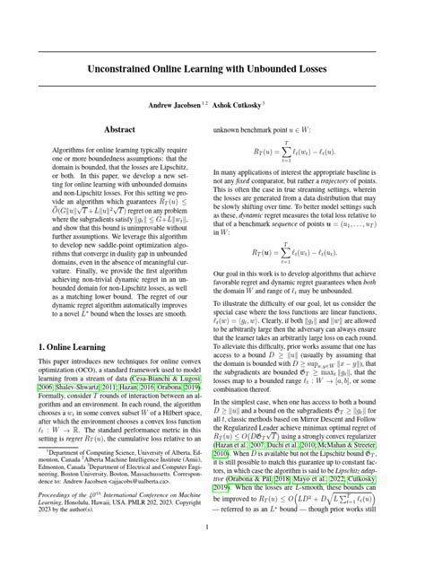 unconstrained online learning with unbounded losses pdf