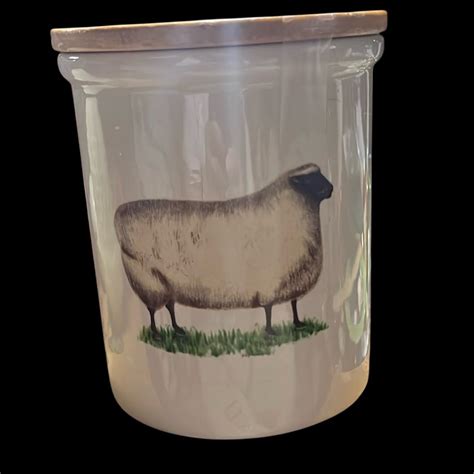 30 Sheep Pimpernel Canister With Lid Seal Farmhouse Style